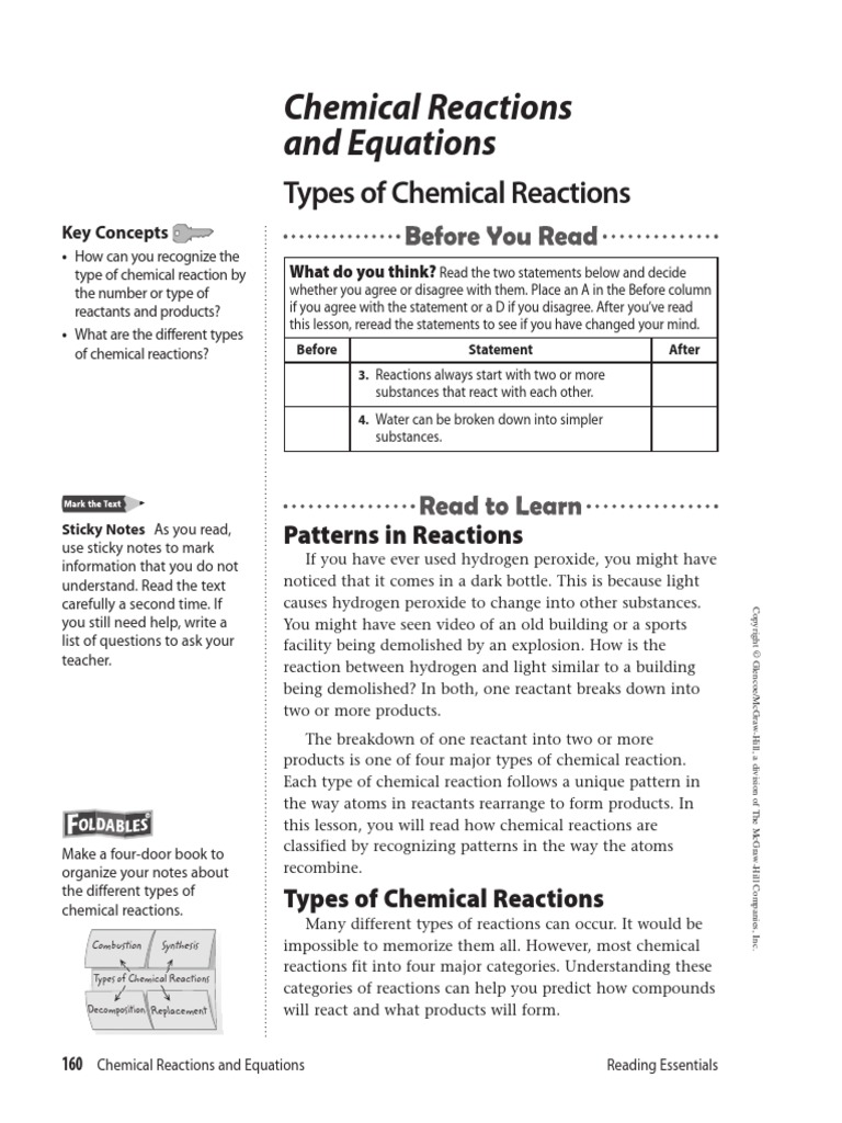 Types of Chemical Reactions Close Reading PDF | PDF | Chemical ...
