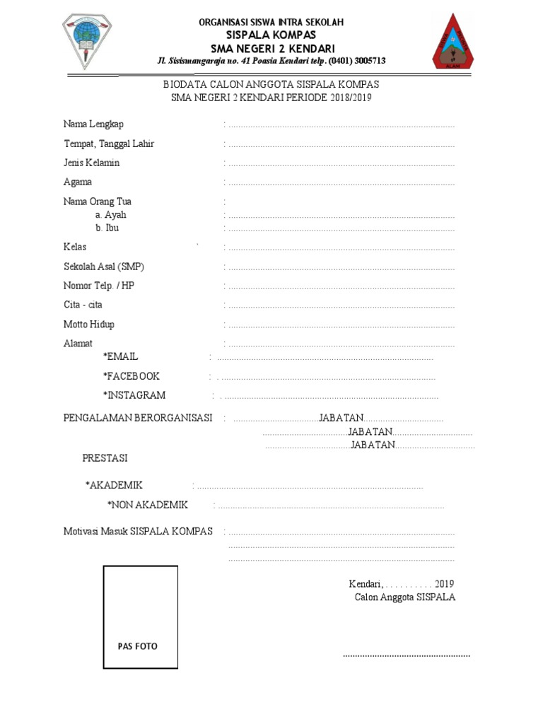 Formulir Sispala | PDF