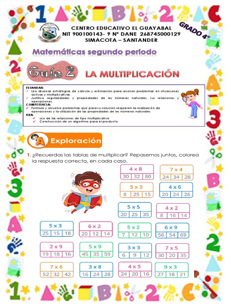 Matematicas La Multiplicacion Grado 4 | PDF | Multiplicación | Número ...