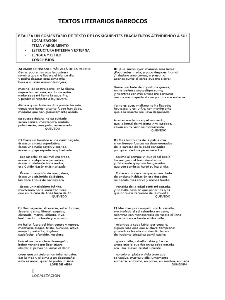 Textos Barroco | PDF | Sonetos | Barroco
