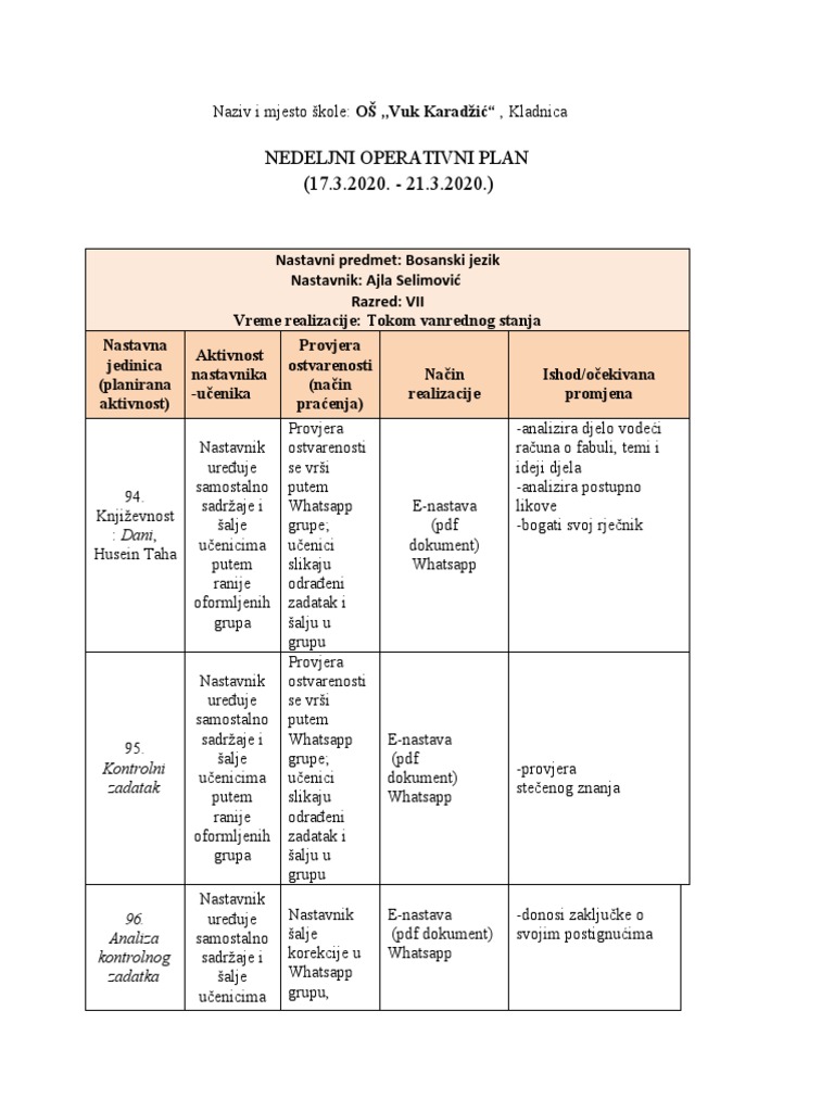 Bosanski Jezik (7.razred) | PDF