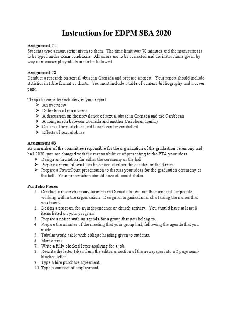 Instructions For EDPM SBA 2020 | PDF