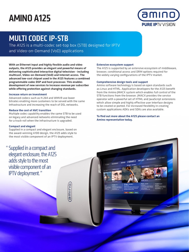 Amino A125: Multi Codec Ip-Stb | PDF | Iptv | Set Top Box