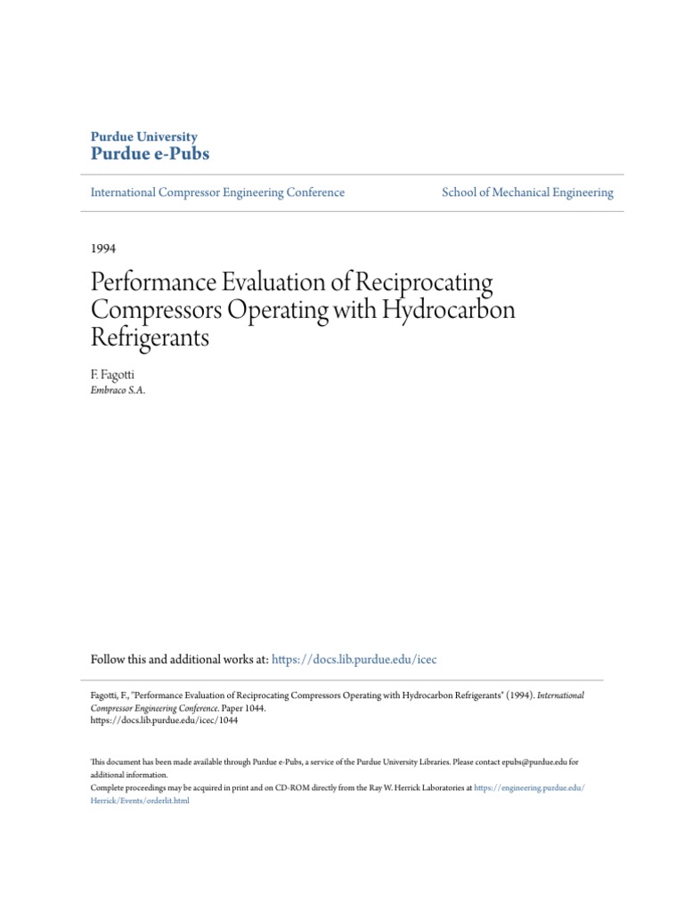 Performance Evaluation of Reciprocating Compressors Operating Wit PDF ...