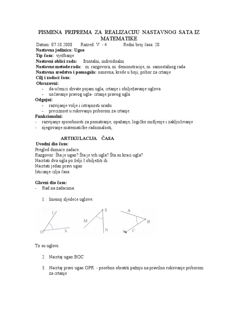 Ugao - Vježba | PDF