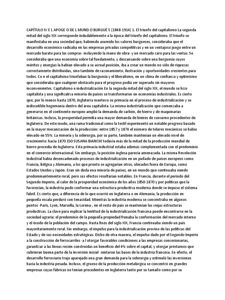Capítulo Iv El Apogeo Del Mundo Burgués | PDF | Imperialismo ...