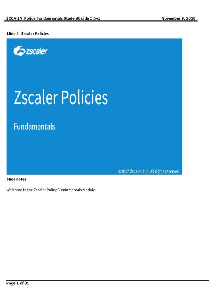 6 - ZCCA-IA - Policy-Fundamentals - StudentGuide - 5.6 - v1.0 | PDF ...