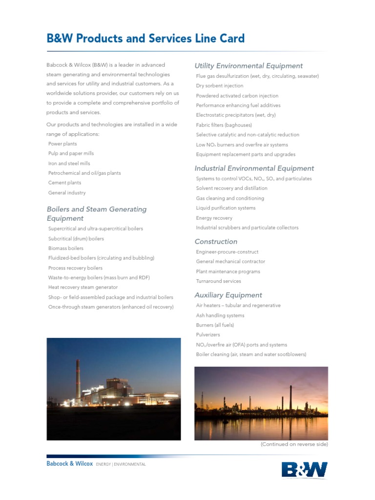 B&W Line Card Ps-482 | PDF | Boiler | Furnace