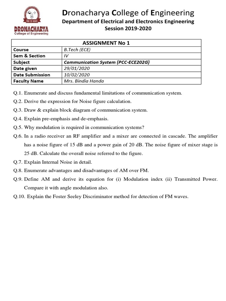 Communication System - Assignment | PDF