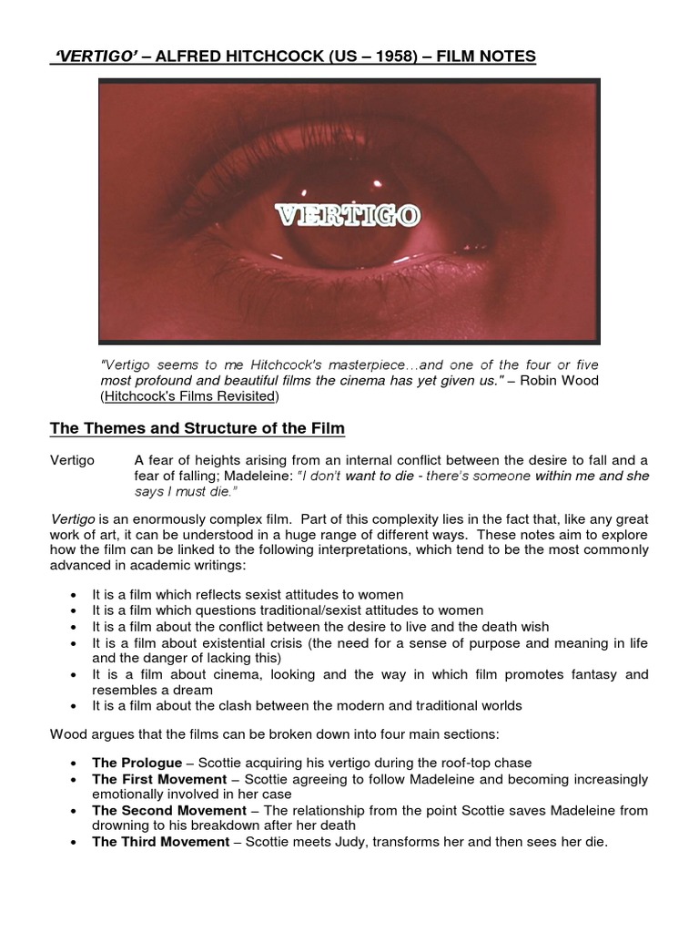 Themes in Hitchcock's "Vertigo" | PDF | Dream