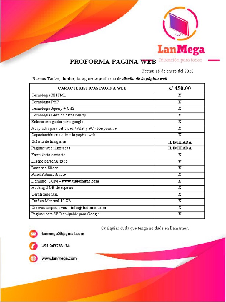 Proforma Pagina Web | PDF