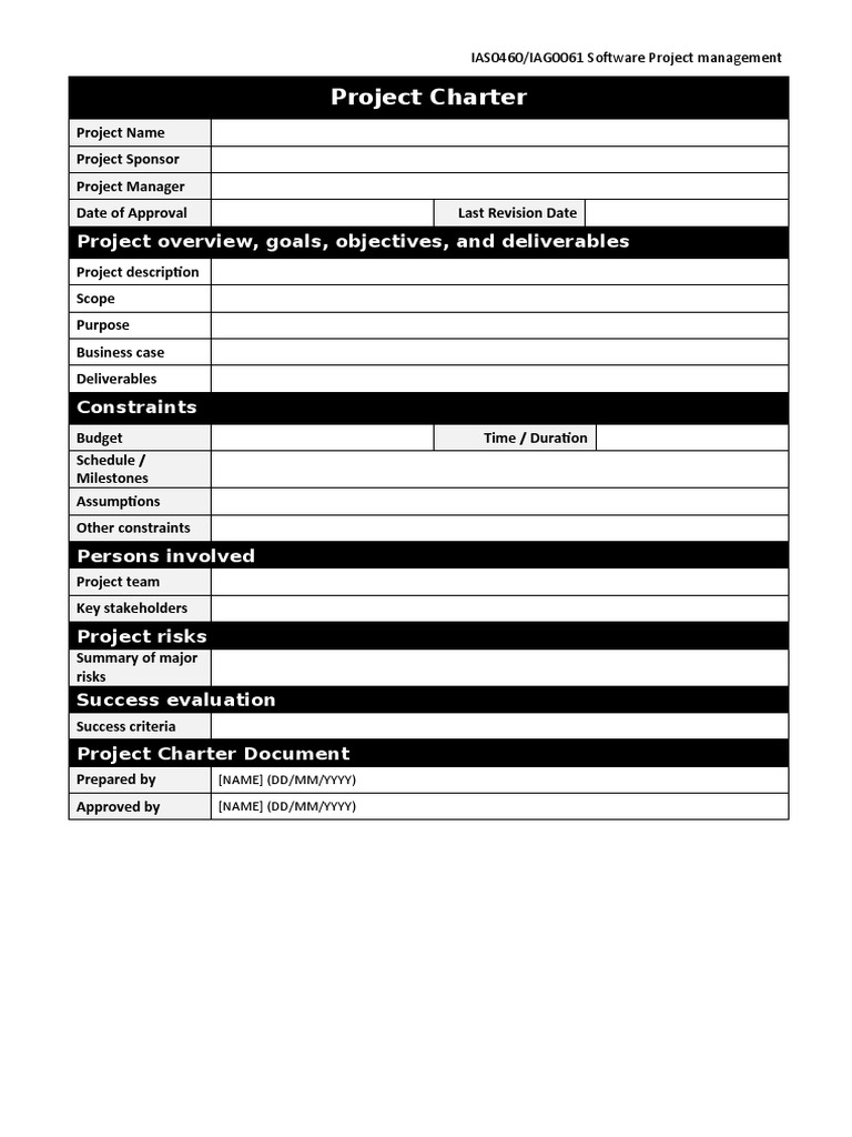 Software Project Management Charter | PDF