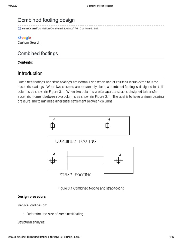 Combined Footing Design | PDF | Structural Analysis | Strength Of Materials