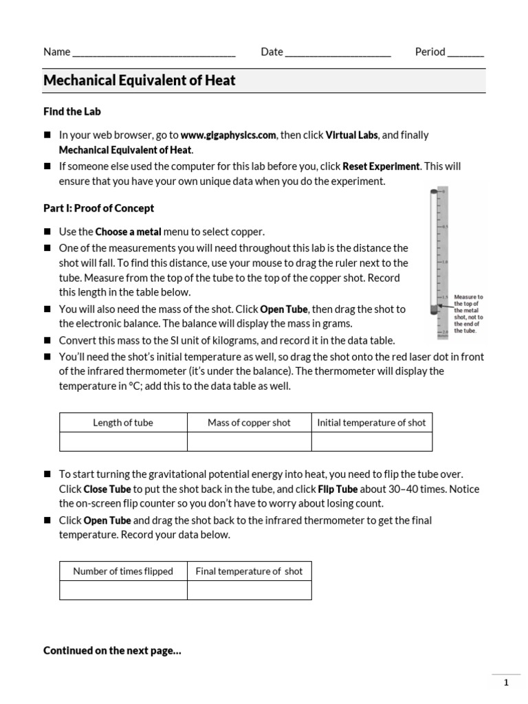 Specific Heat Capacity - Task Sheet | PDF | Mass | Heat Capacity