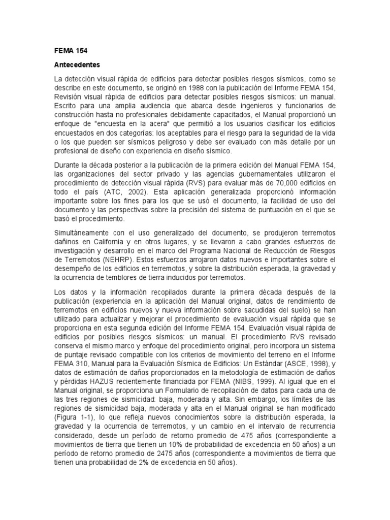 Fema 154 Traducido | PDF | Planificación | Diseño