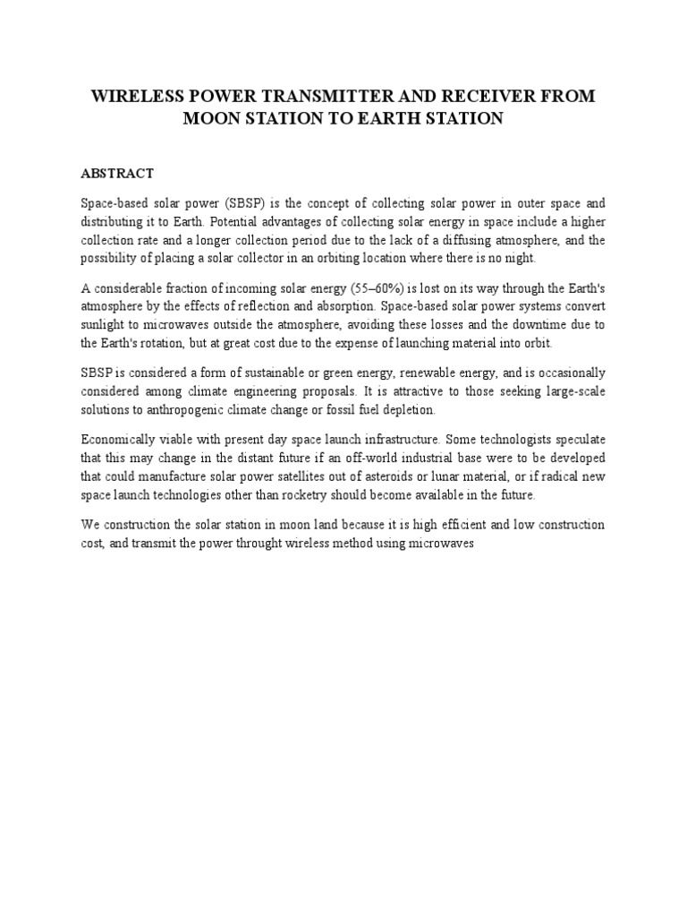 Wireless Power Transmitter and Receiver From Moon Station To Earth ...