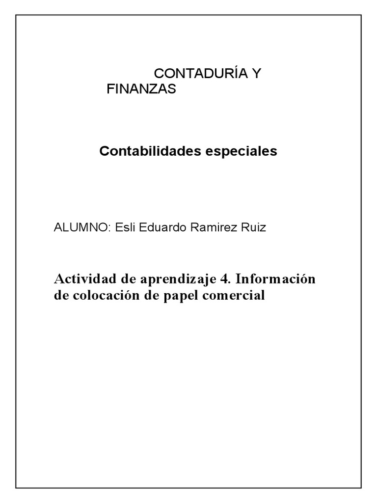 Papel Comercial: Características y Uso | PDF | Pagos | Capital de trabajo