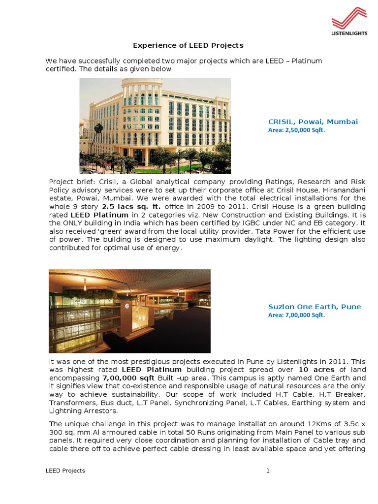 List of LEED Projects | PDF | Leadership In Energy And Environmental ...