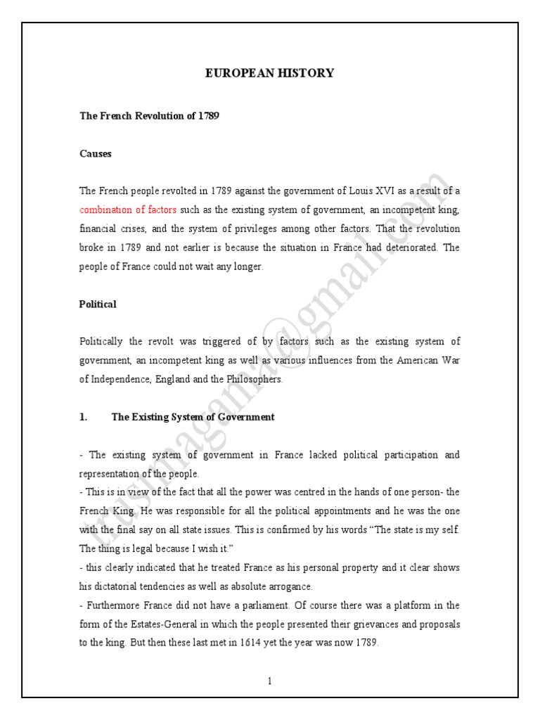 European History: The French Revolution of 1789 | PDF | Maximilien ...