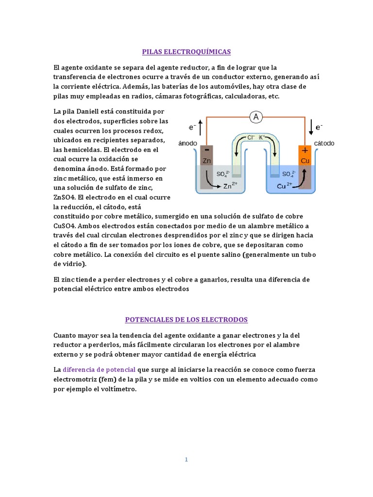Pilas Electroquímicas RESUMEN | PDF | Electroquímica | Redox
