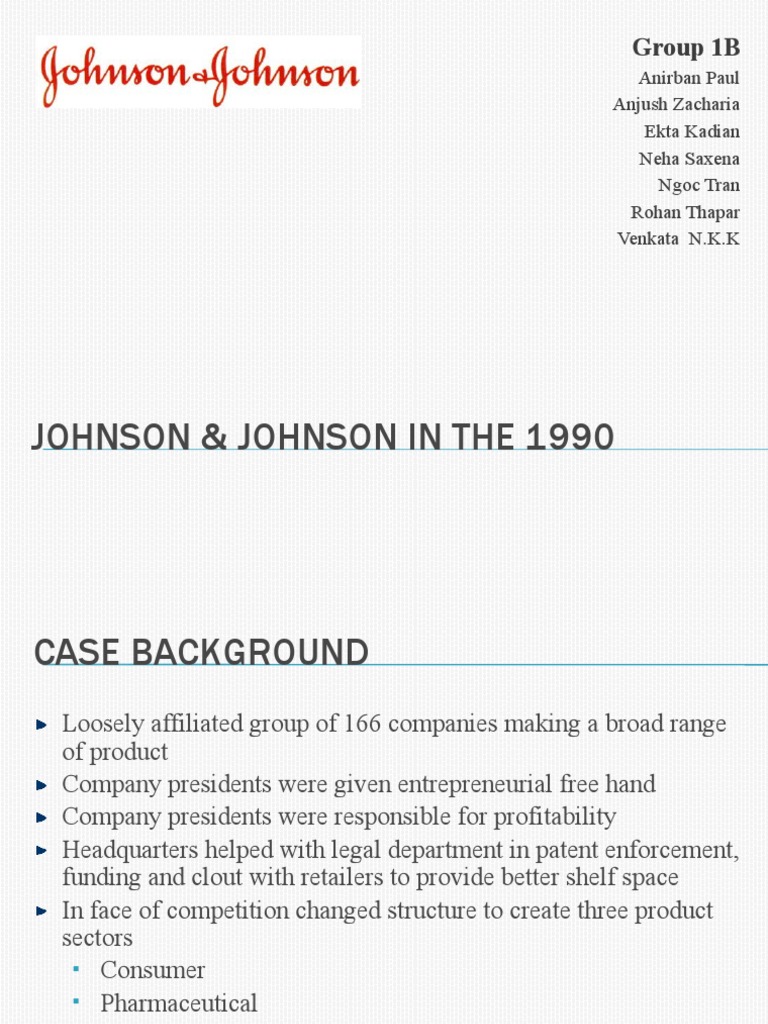 Group 1B Case Study Analysis: Organizational Structure of Johnson ...
