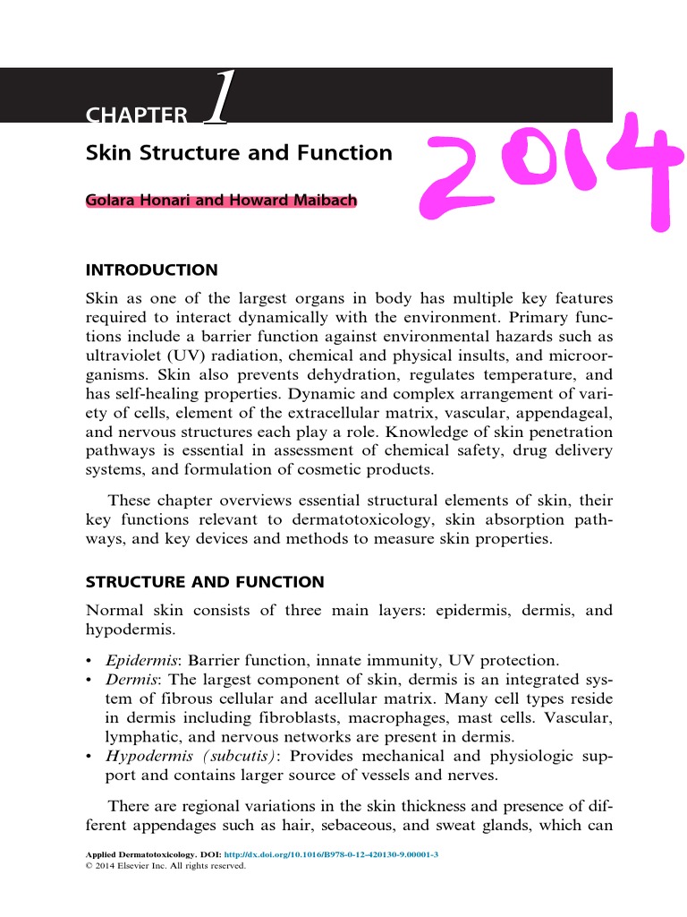 Skin Structure and Function: Applied Dermatotoxicology. DOI: © 2014 ...