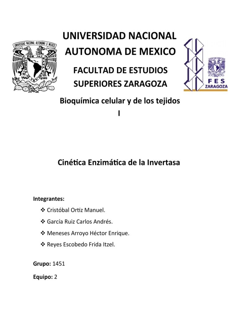 Cinetica Enzimatica de La Invertasa | PDF | La cinética de enzimas | Enzima