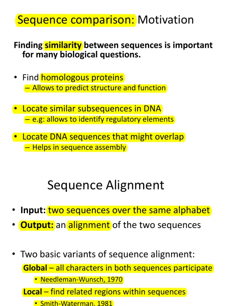 Sequence Comparison: Motivation: Finding Similarity Between Sequences Is Important For Many ...