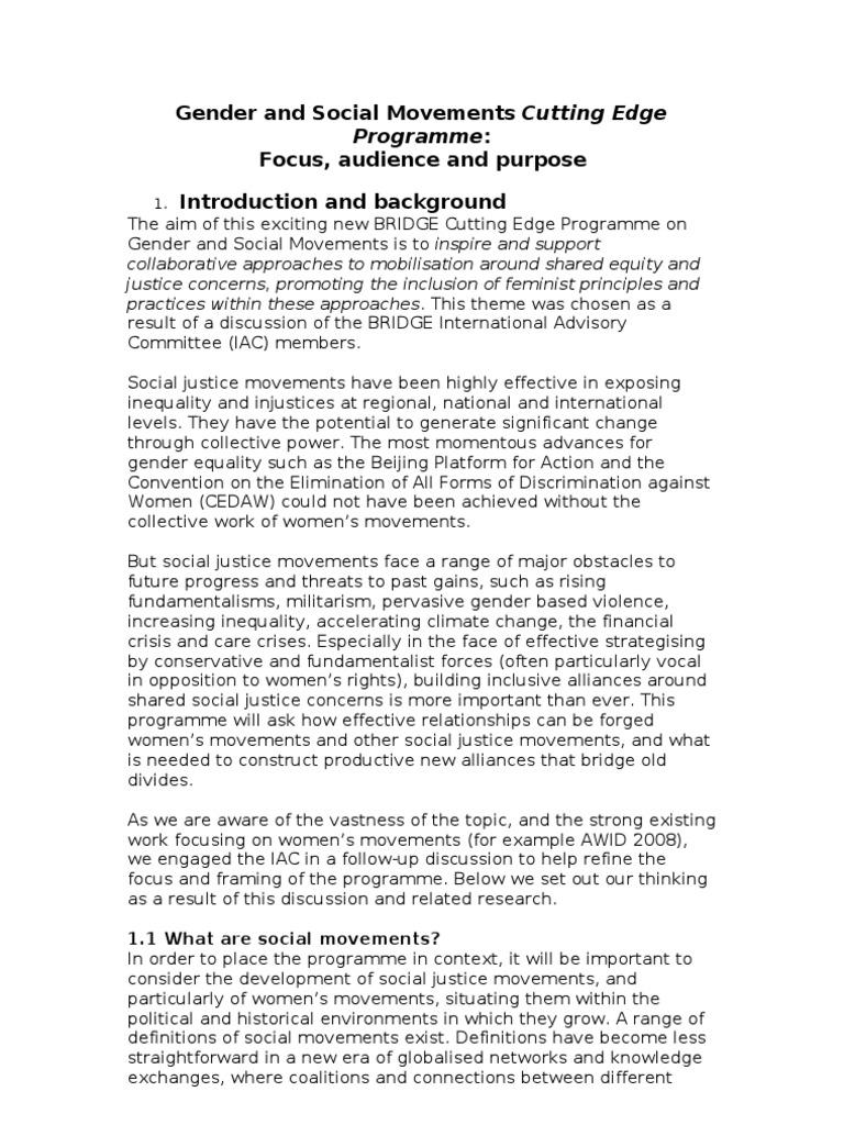 Gender Justice in Social Movements | PDF | Social Movements ...