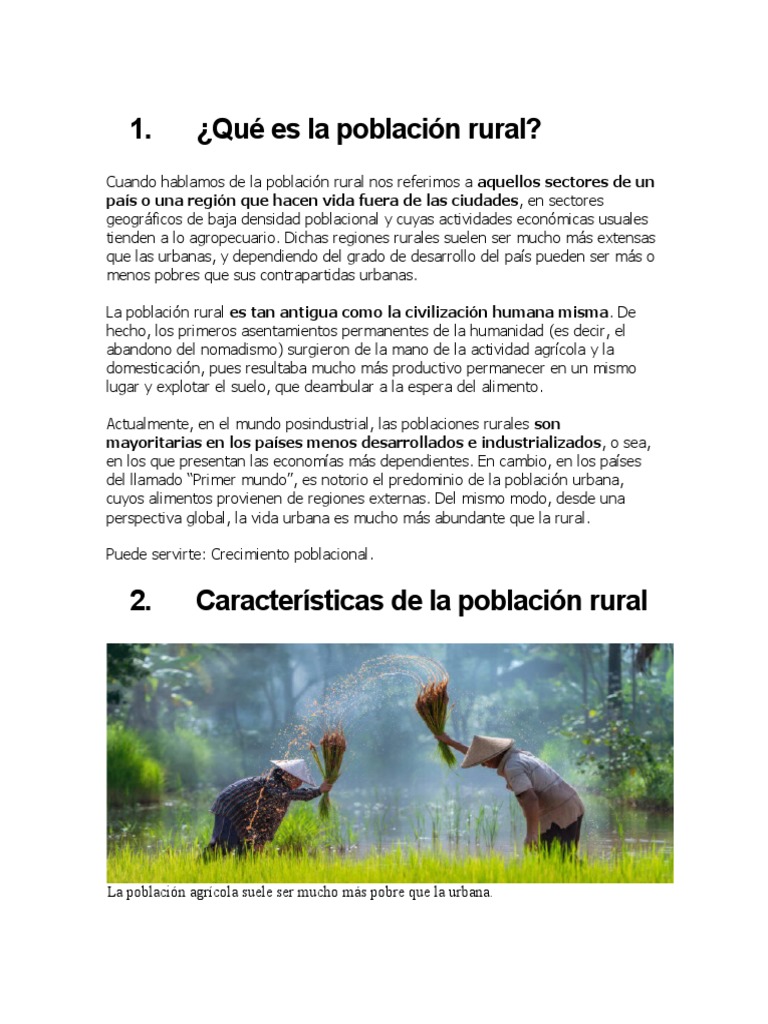Qué Es La Población Rural | PDF | Población mundial | Área rural