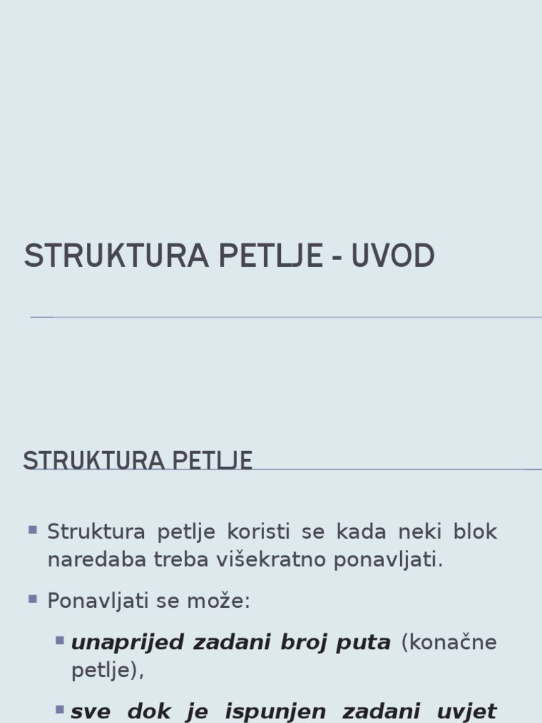 STRUKTURA PETLJE-uvod | PDF