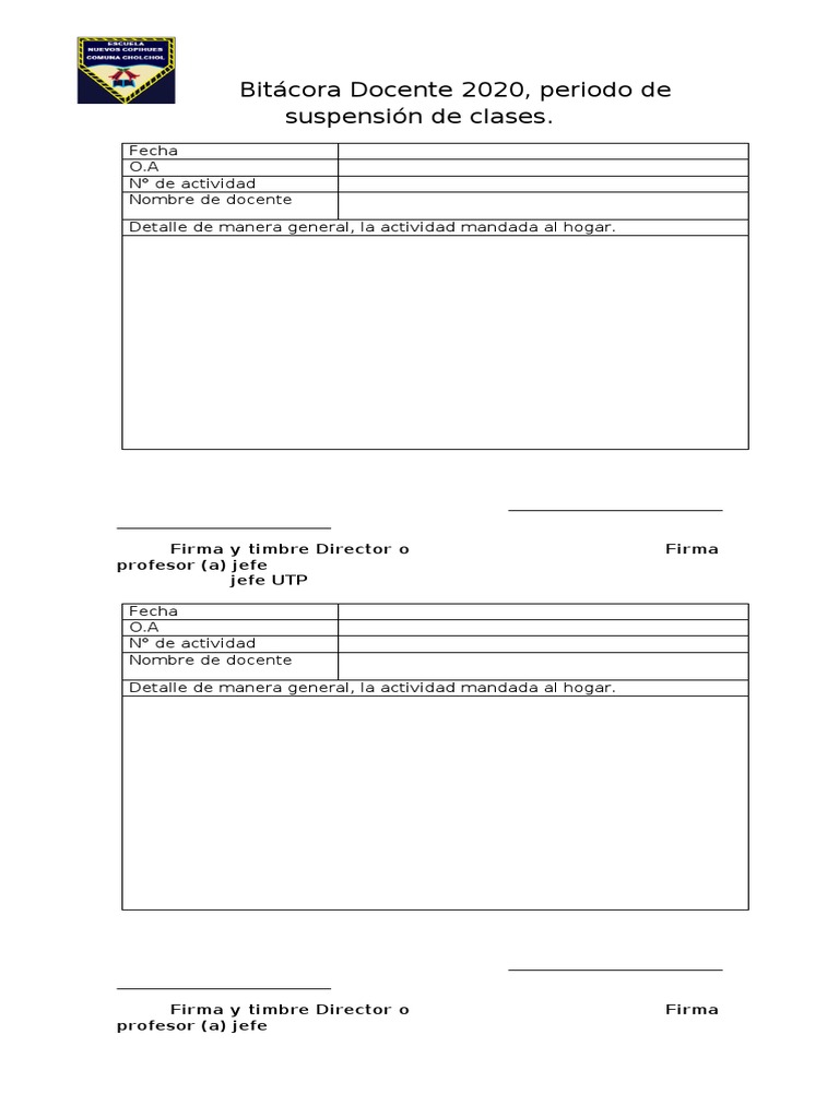 Bitácora Docente 2020 | PDF