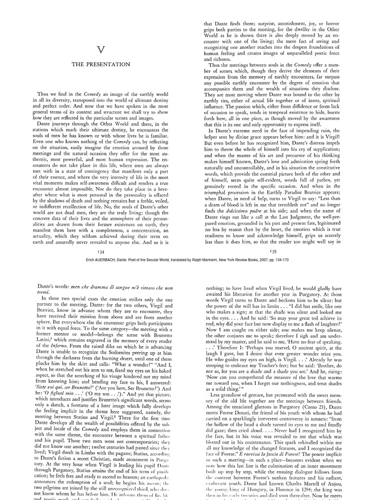 Auerbach on Dante's Secular Poetry | PDF | Poetry