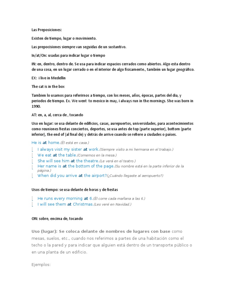 Unit-3 Las Preposiciones | PDF | Transporte