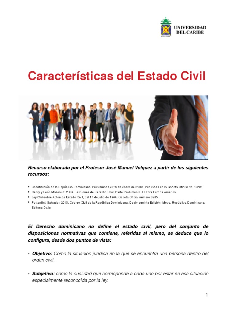 Características Del Estados Civil | PDF | Estado civil | Estado (política)