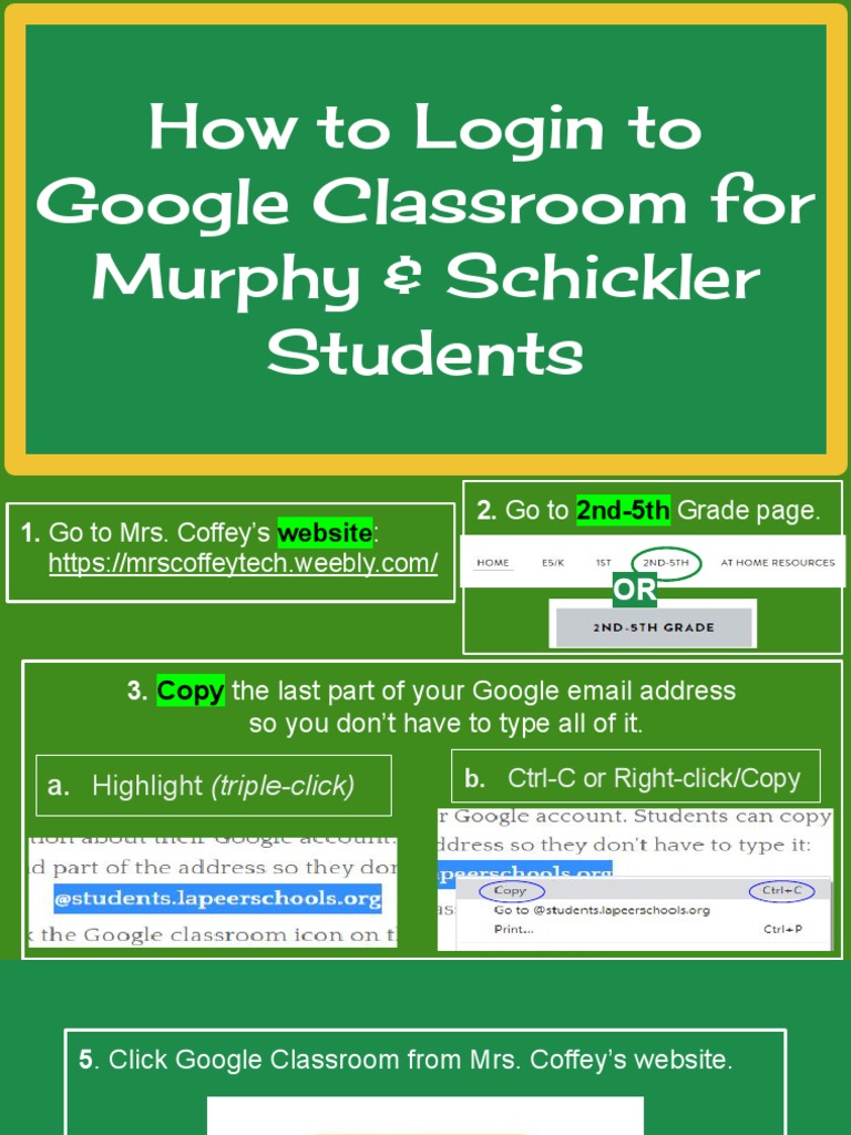 Google Classroom Login Guide for Students | PDF | Login | Password