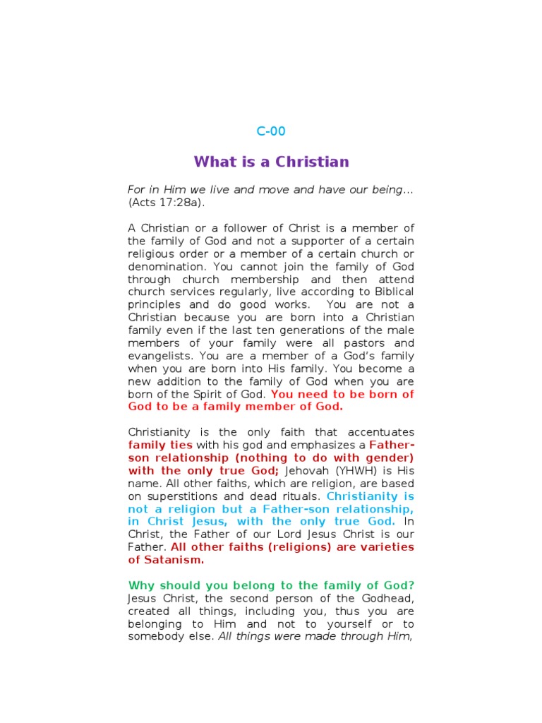 C 00 What Is A Christian? | PDF | God The Father | Eternal Life ...