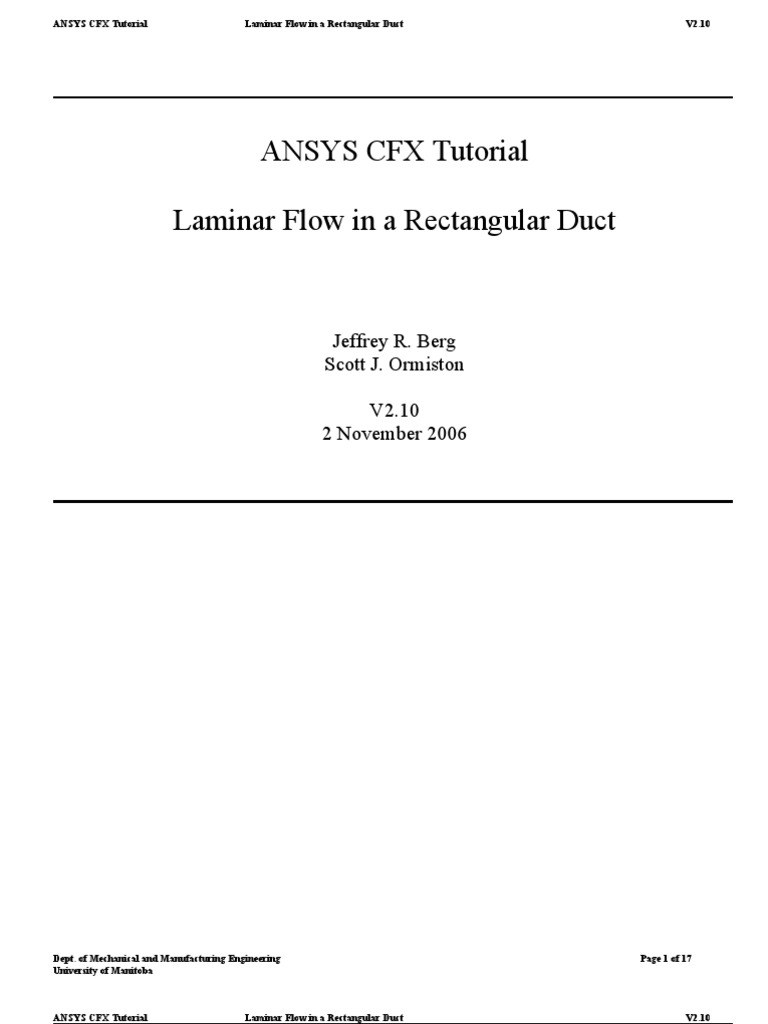 Ansys Cfx Tutorial Laminar Flow In A Rectangular Duct Pdf Comma Separated Values Fluid