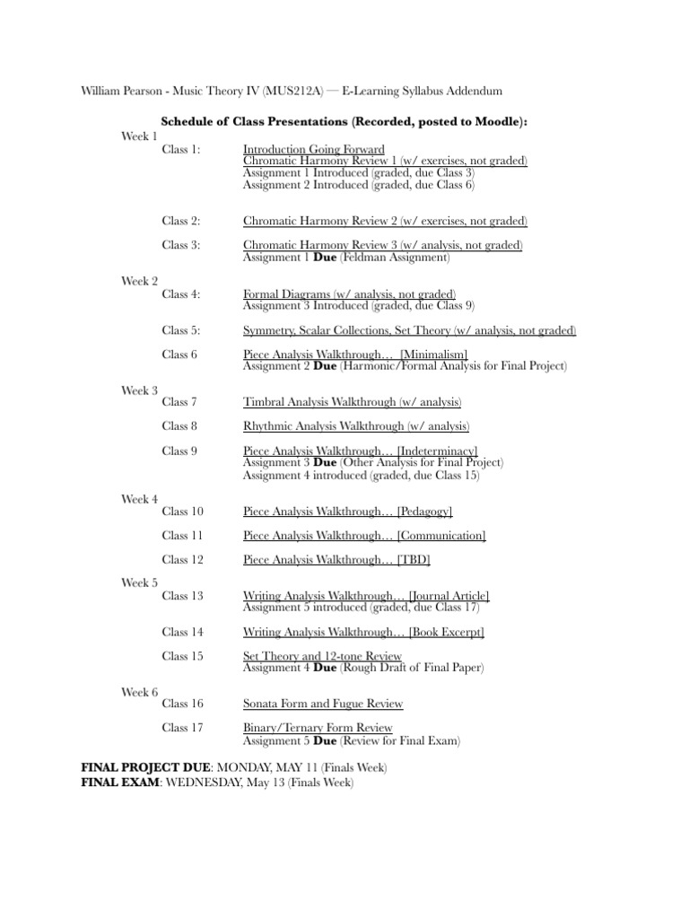Music Theory IV Syllabus and Overview | Download Free PDF | Communication