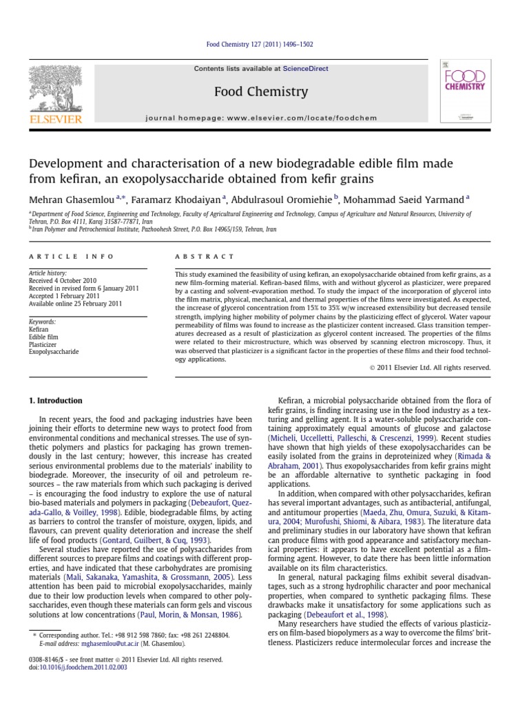 Development and Characterisation of A New Biodegradable Edible Film ...