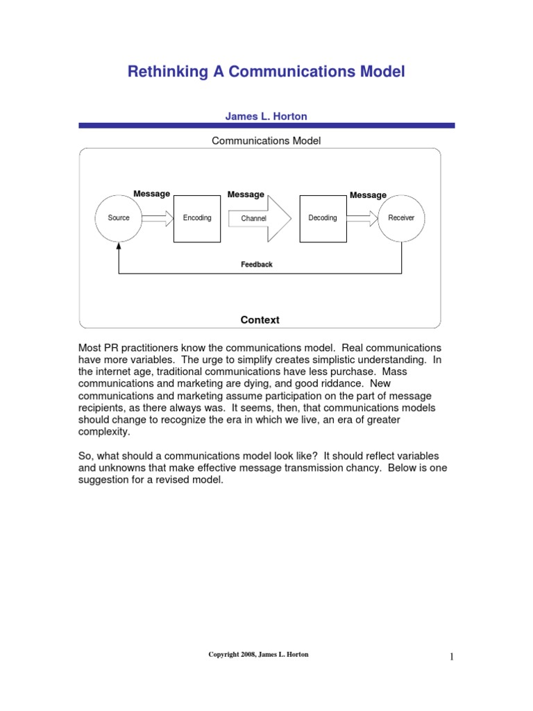 Rethinking A Communications Model | PDF | Target Audience | Communication