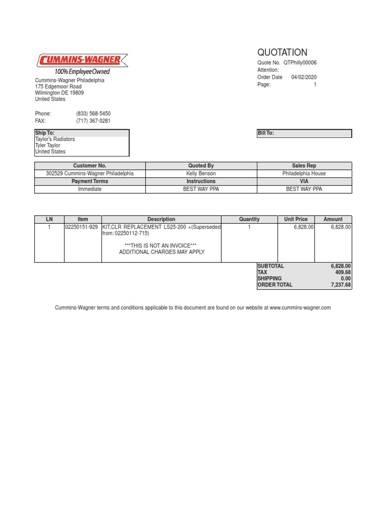 TAYLORS RADIATORS-Estimate - 224031 | PDF