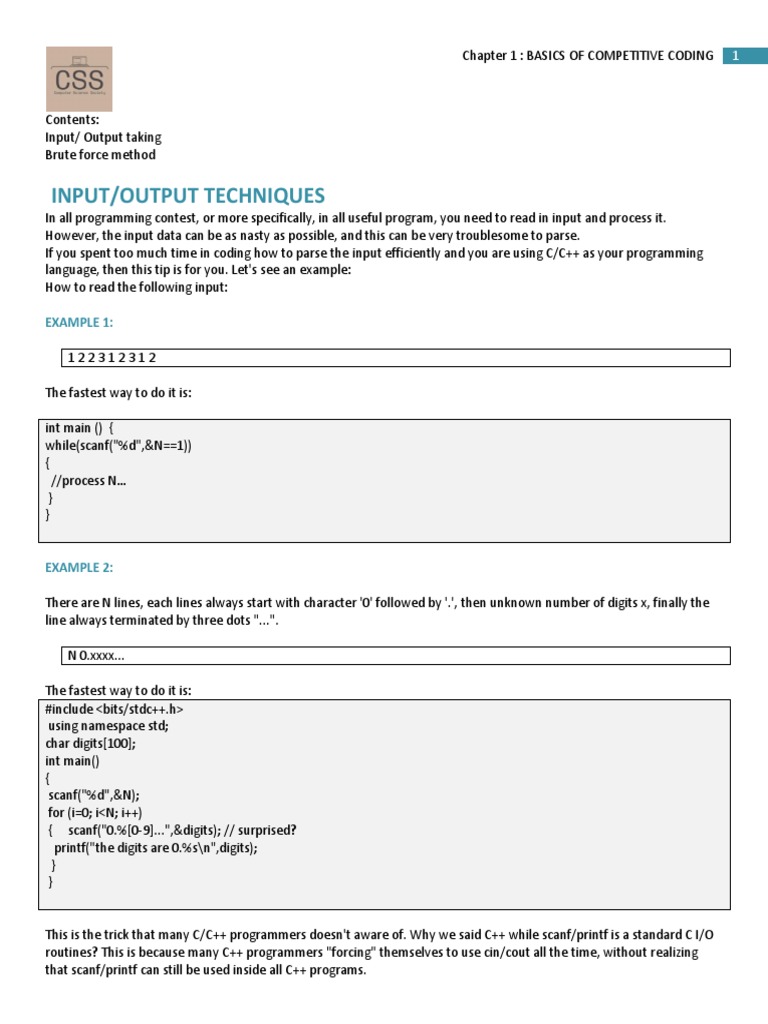 Input/Output Techniques: Example 1 | PDF | Recursion | Algorithms And Data Structures