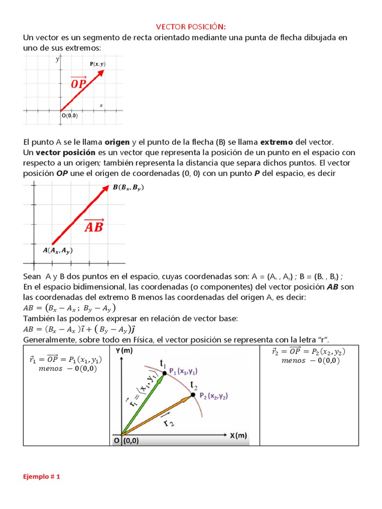 Vector Posicion | PDF | Vector Euclidiano | Sistema coordinado