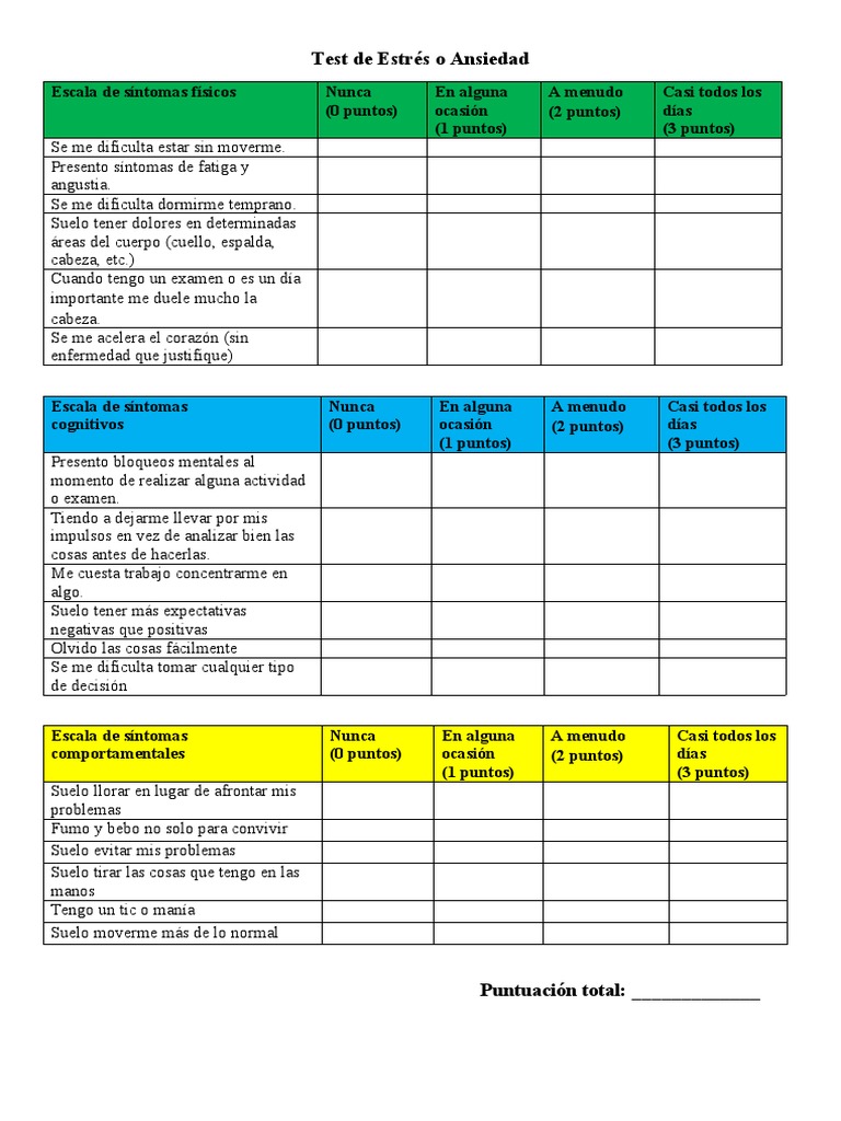 Test de Estres | PDF | Ansiedad | Neurociencia