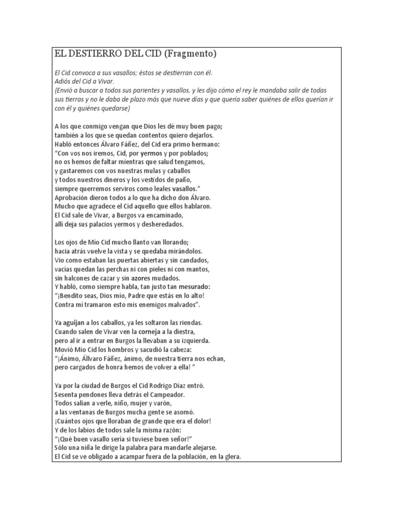El Destierro Del Cid | PDF