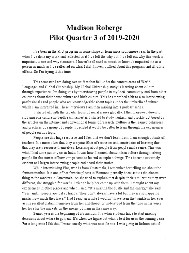 Narrative Quarter 3 2020 - Madison Roberge | PDF | Test (Assessment ...