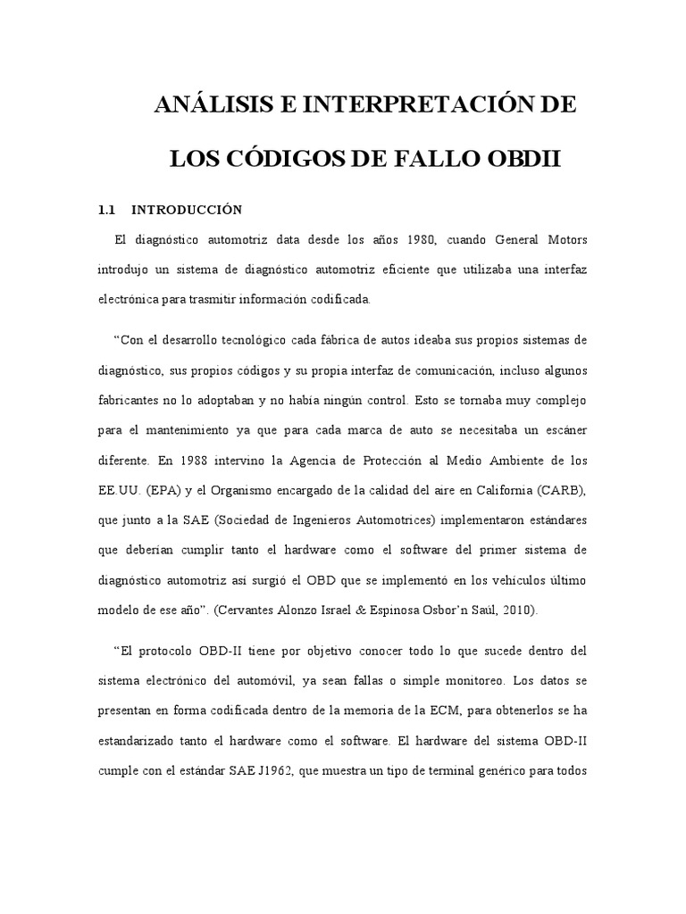 Análisis e Interpretación de Los Códigos de Fallo Obdii | PDF | Ingenieria Eléctrica | Bienes ...