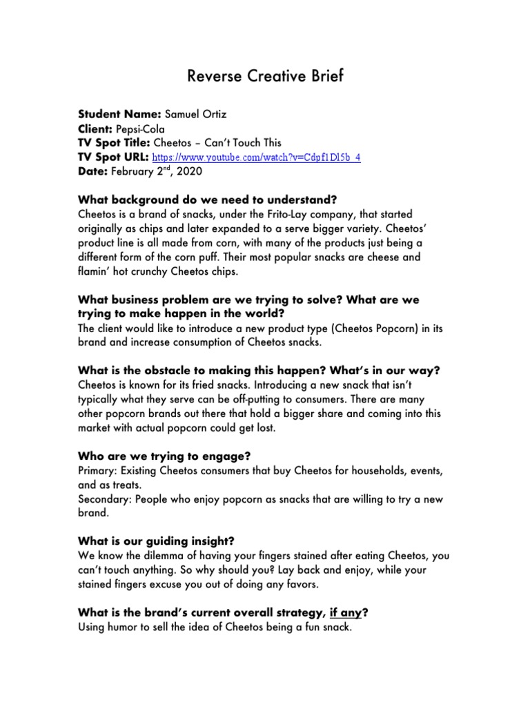 Reverse Creative Brief | PDF