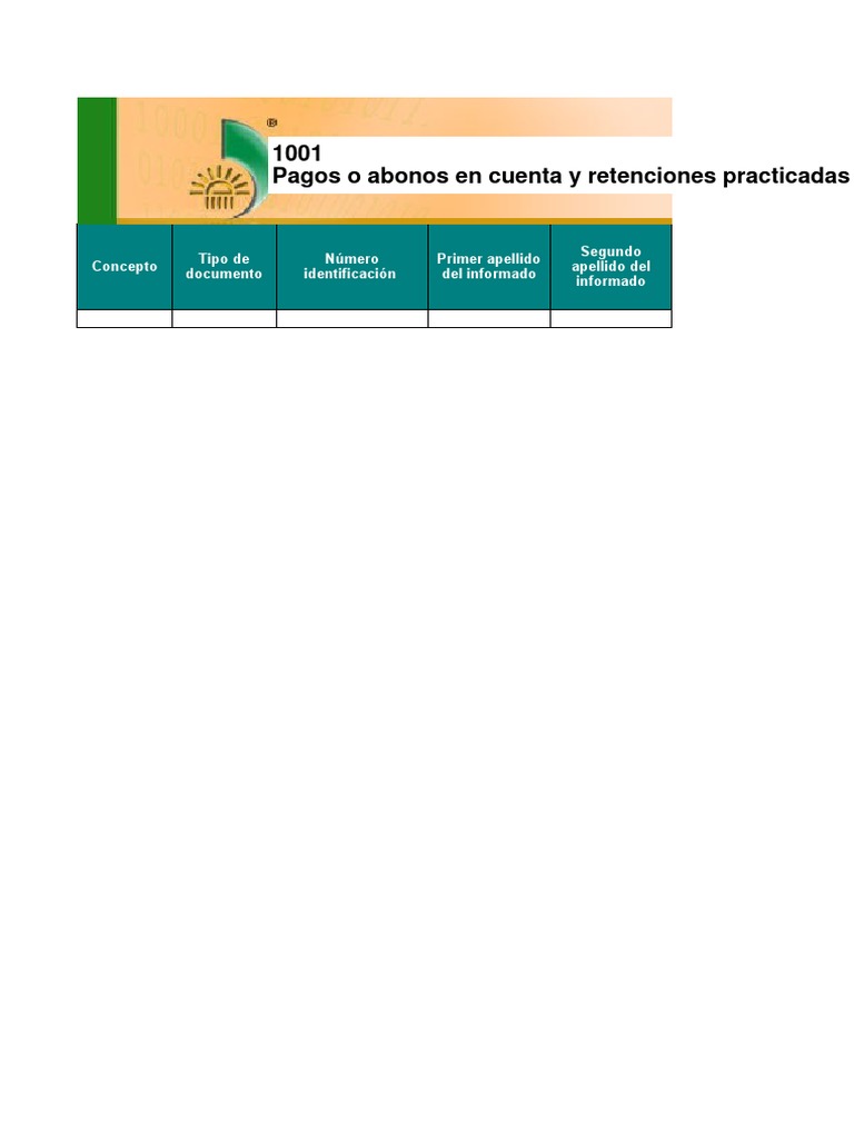 Formato 1001: Pagos y Retenciones | PDF | Finanzas y dinero